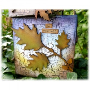 Wood Red Oak Leaf and Twig Shape for altered art and crafts